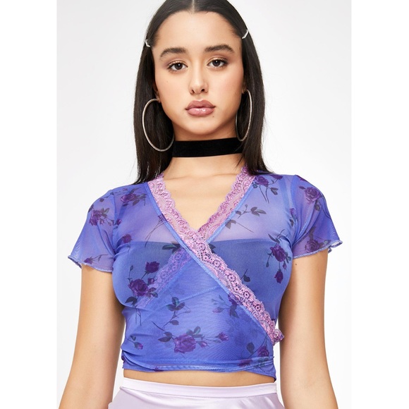 HOTEL | Tops | Japan Sheer Wrap Floral Crop Top | Poshmark